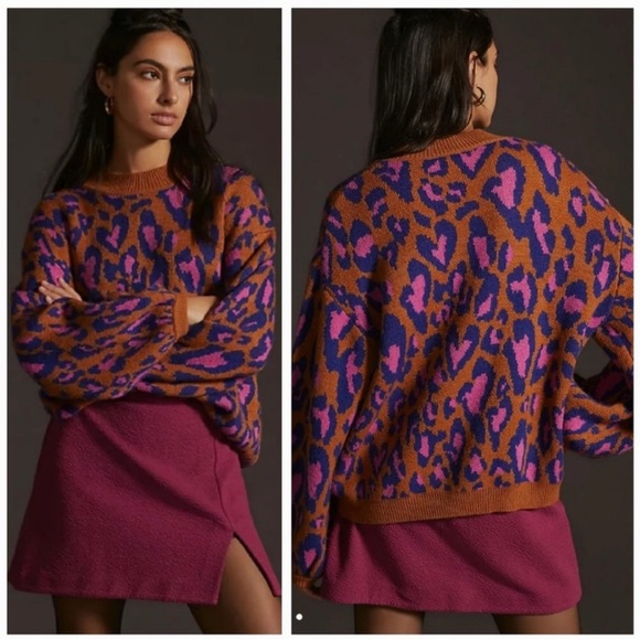 FARM Rio | Sweaters | Farm Rio Caramel Leopard Pop Knit Sweater ...